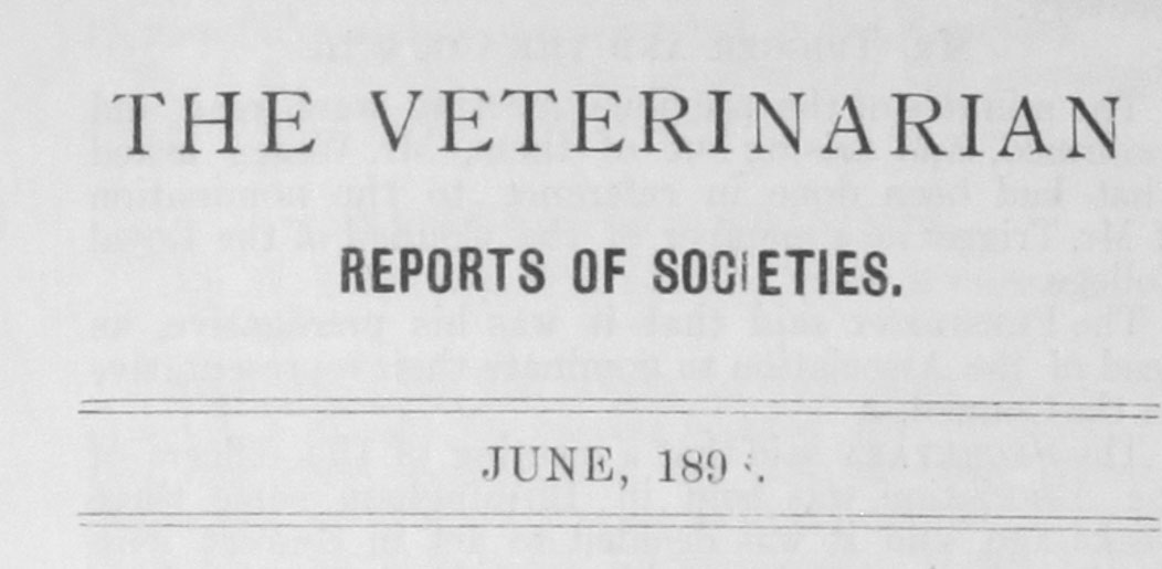 ‘The Veterinarian’ Vol 71 Reports of Societies – June 1898 - RCVS Vet ...