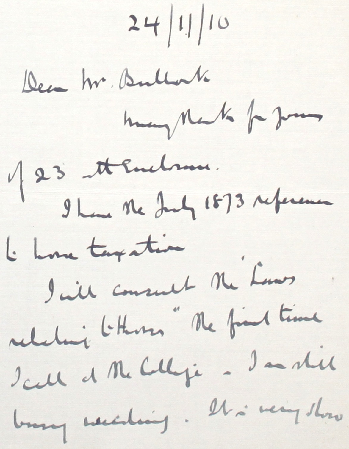 16 – Letter to Fred Bullock from Frederick Smith, 24 Nov 1910 - RCVS ...