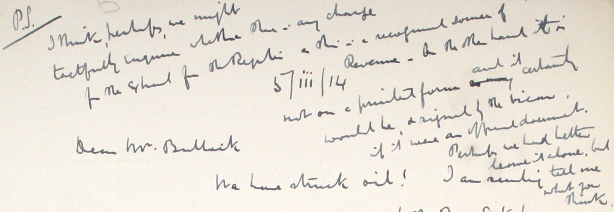 20 - Letter to Fred Bullock from Frederick Smith, 5 Mar 1914 - RCVS Vet ...