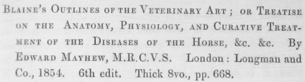 ‘The Veterinarian’ Vol 27 Issue 8 – August 1854 - RCVS Vet History