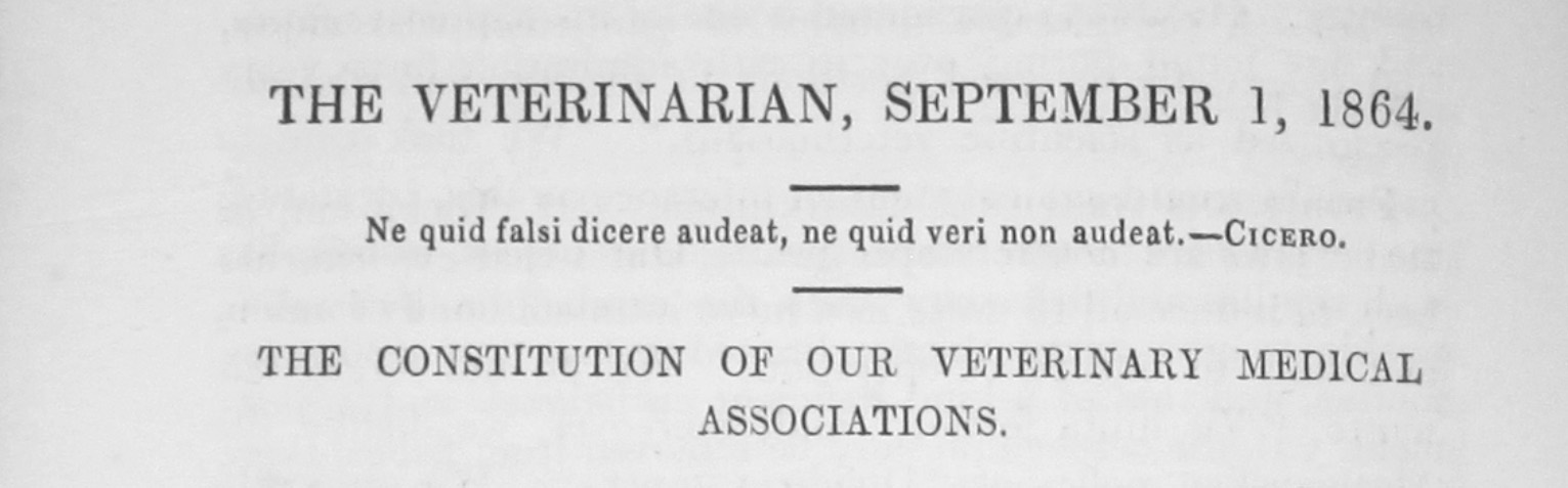 ‘The Veterinarian’ Vol 37 Issue 9 – September 1864 - RCVS Vet History