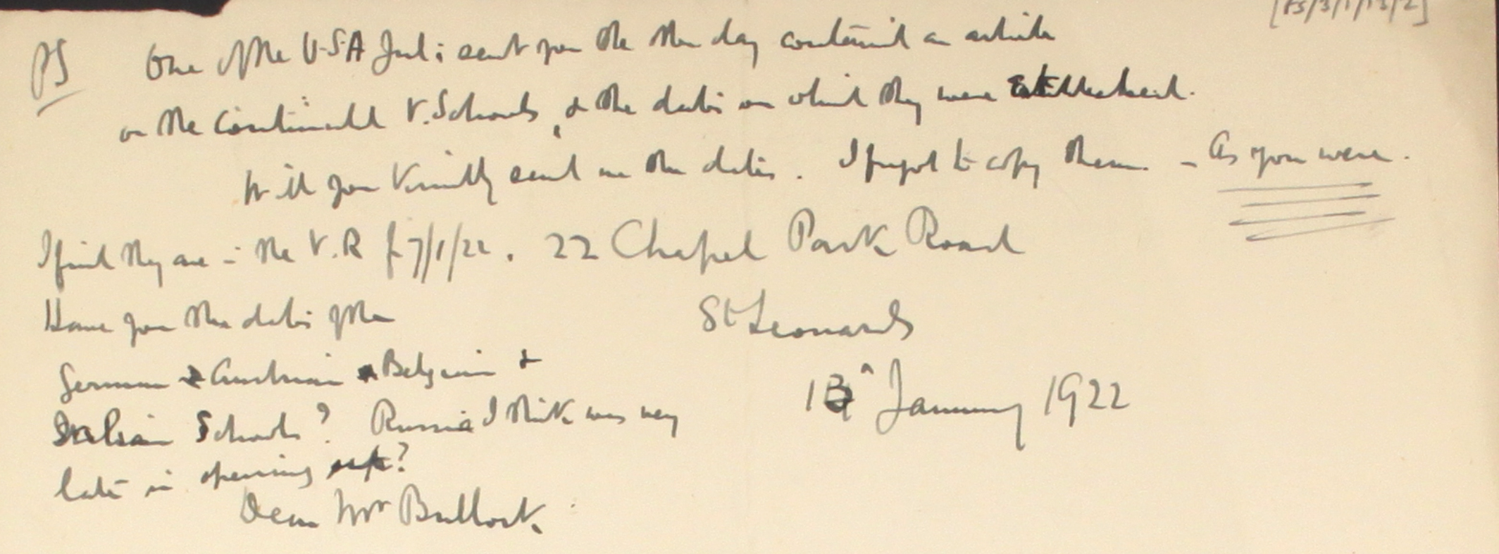 2 – Letter to Fred Bullock from Frederick Smith, 13 Jan 1922 - RCVS Vet ...